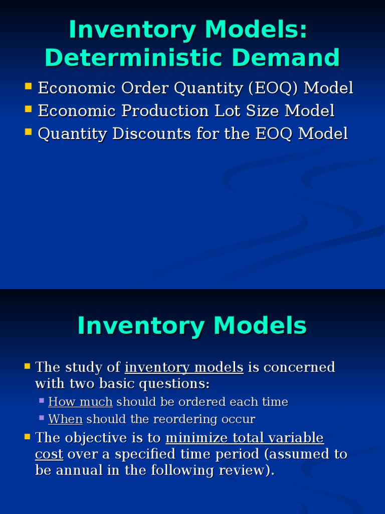 Inventory Models: Deterministic Demand | Download Free PDF | Inventory ...