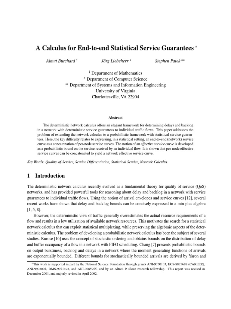 A Calculus For End-To-End Statistical Service Guarantees: Almut ...