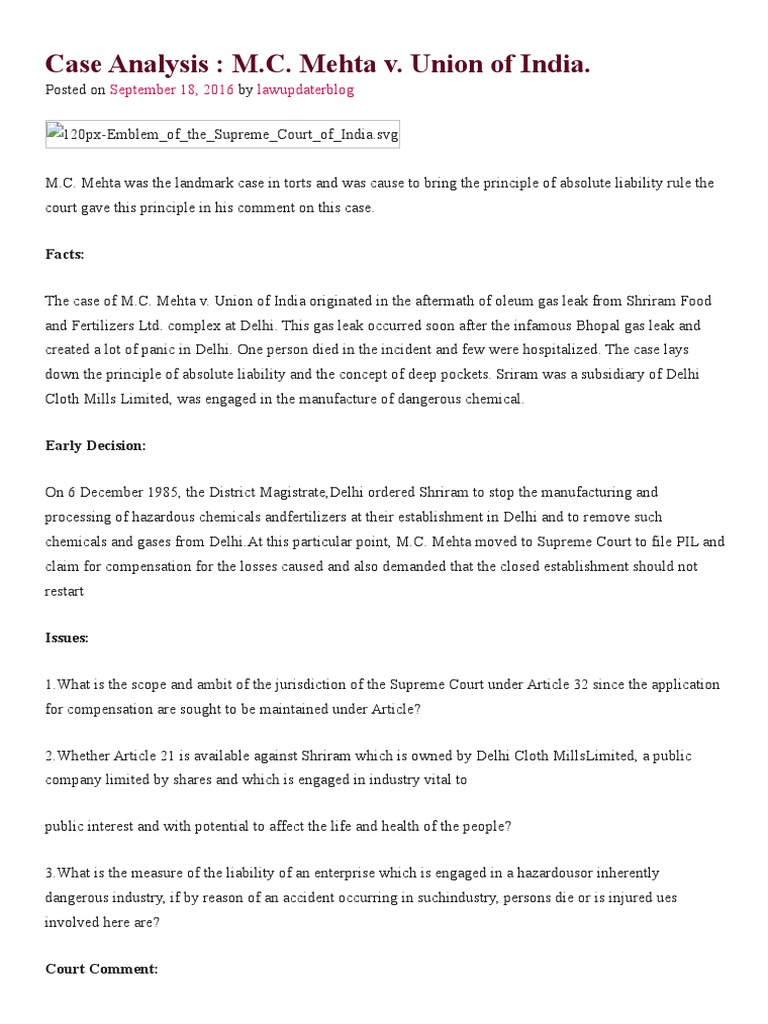 Case Analysis _ M.C. Mehta v. Union of India | Justice | Crime & Justice