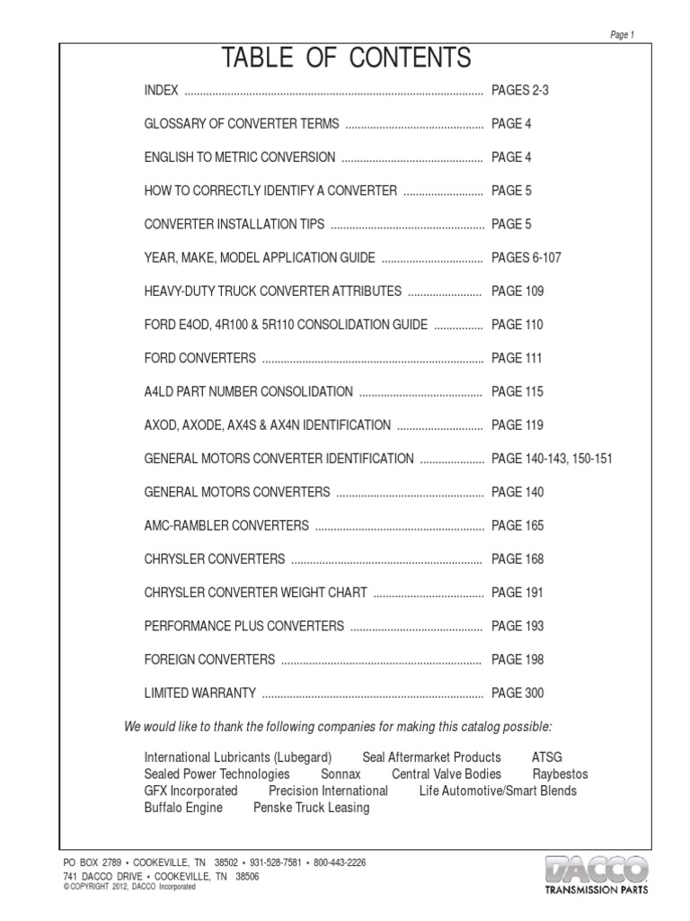 Dacco Torque Converter Catalog - Catalog Library
