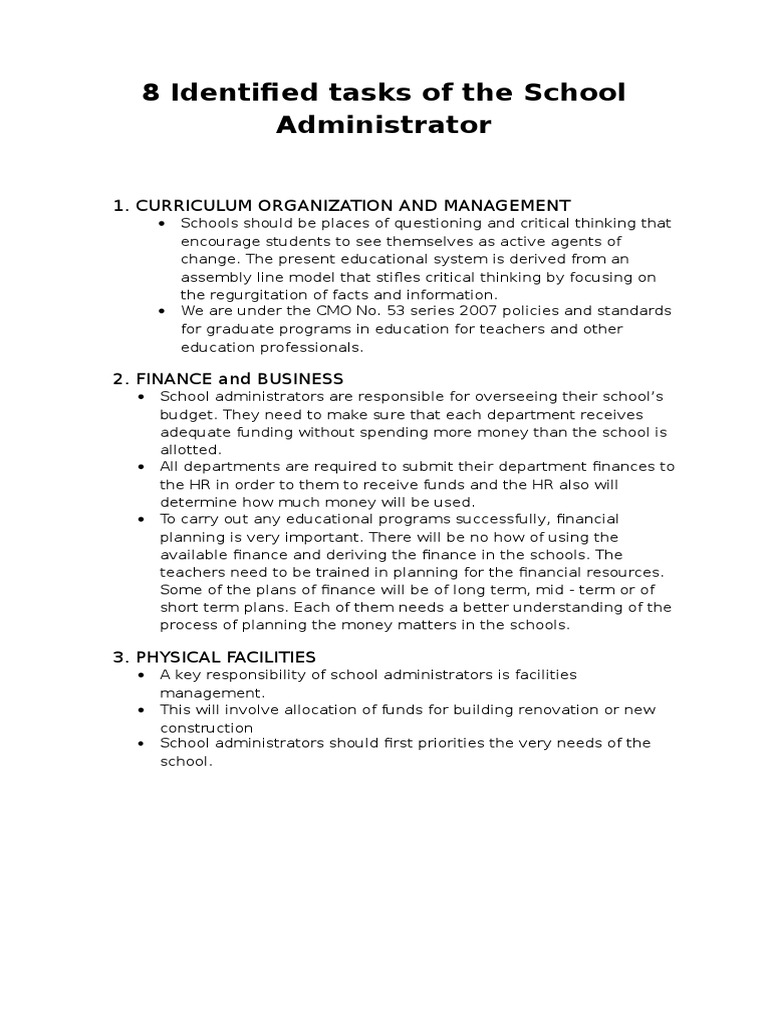 School Administrator Task Overview | PDF
