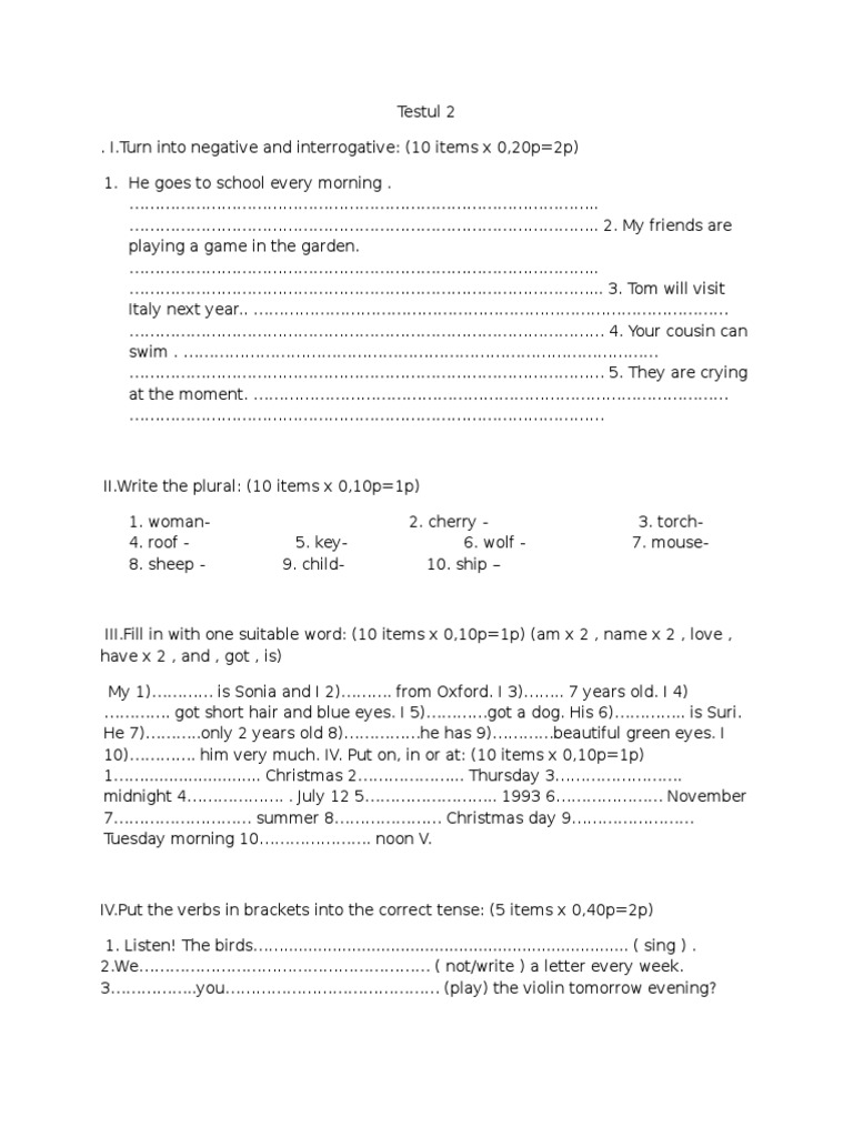 Test Clasa A 5a | PDF | Grammar | Onomastics