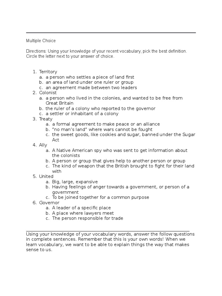Academic Vocabulary Activity | PDF | Social Science | History
