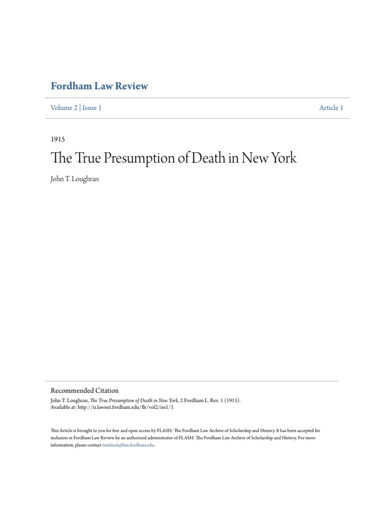 The True Presumption of Death in New York | PDF | Question Of Law ...