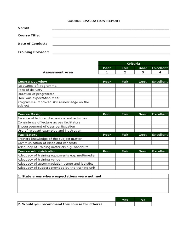 Course Evaluation Form | PDF
