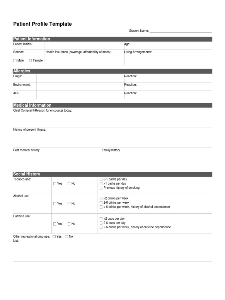 Patient Profile Template | PDF | Clinical Medicine | Medical Specialties