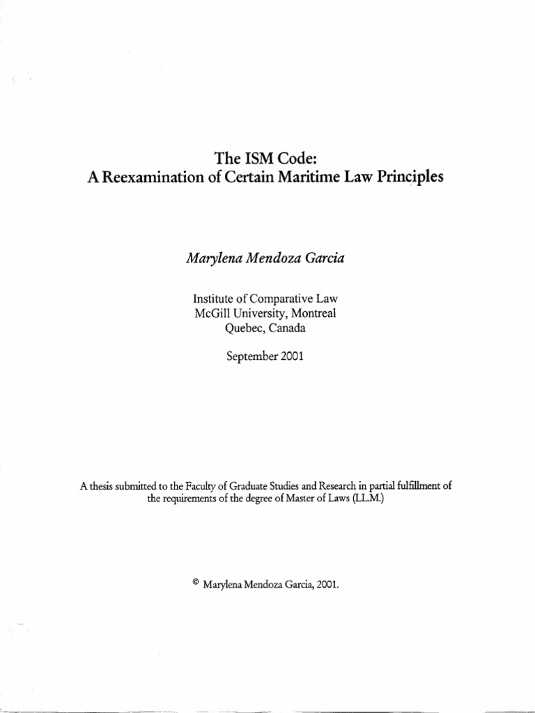 The ISM Code A Reexamination of Certain Maritime Law Principles | PDF ...