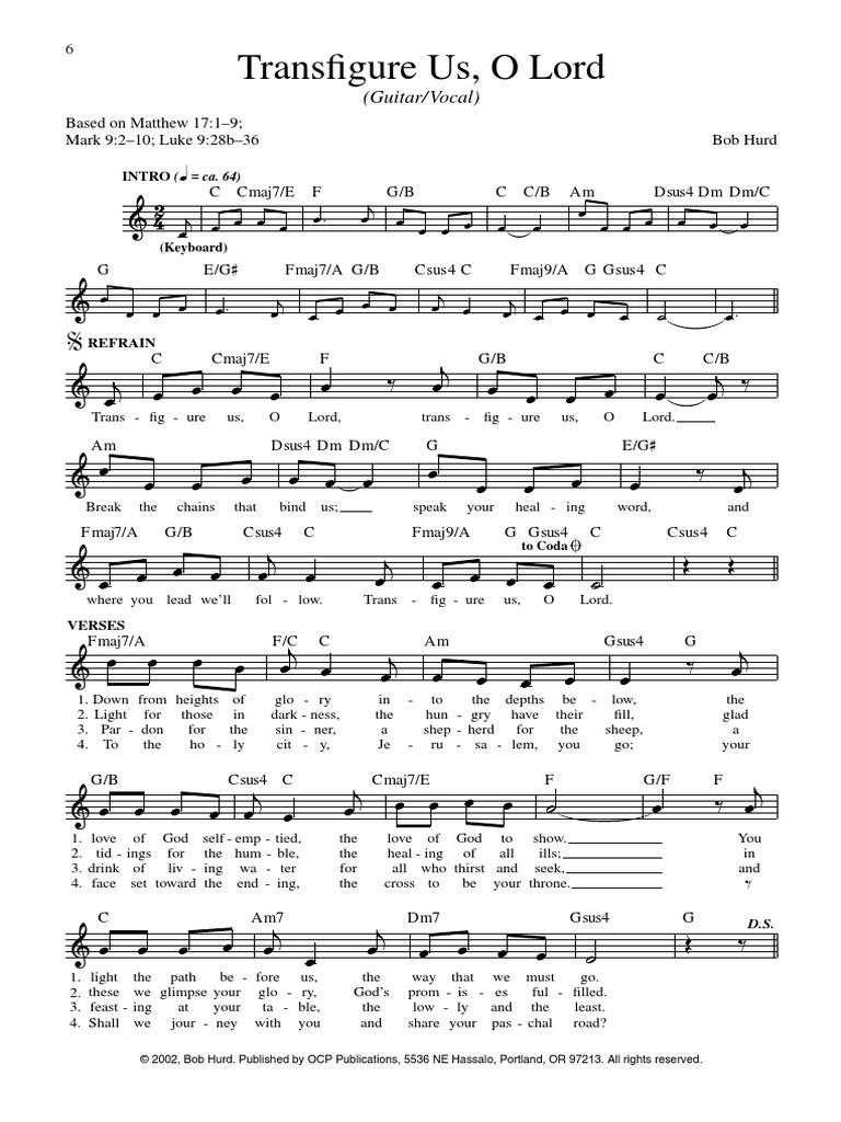 Transfigure Us O Lord Hurd Melody PDF | PDF