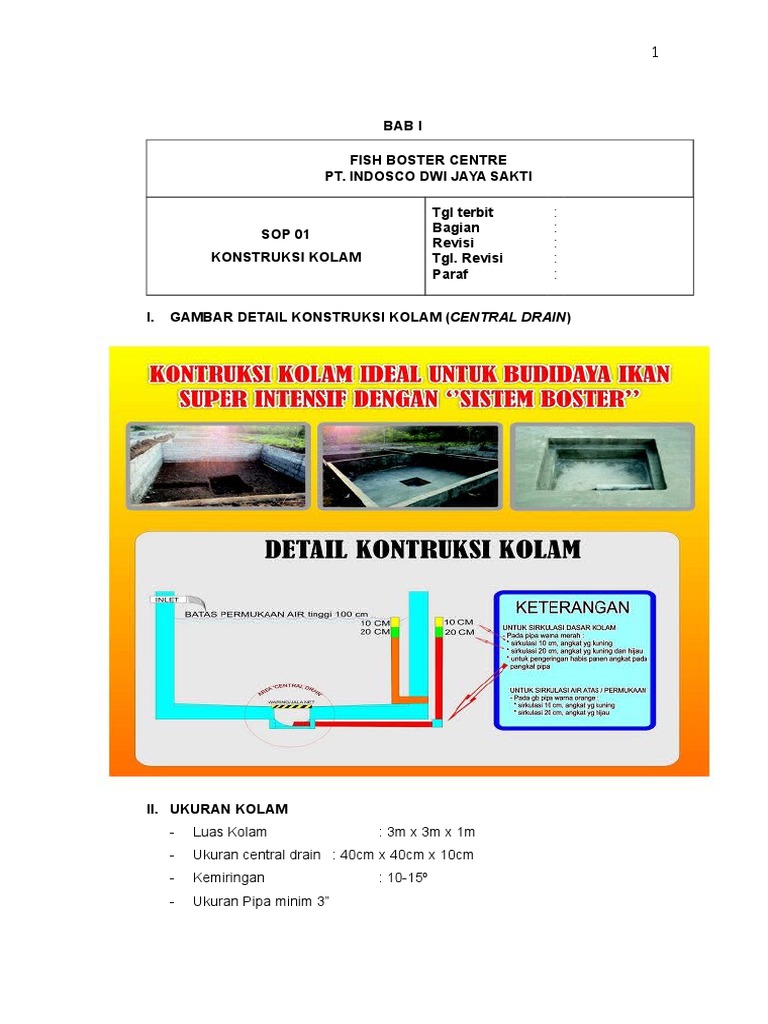 Sop 1 Konstruksi Kolam | PDF