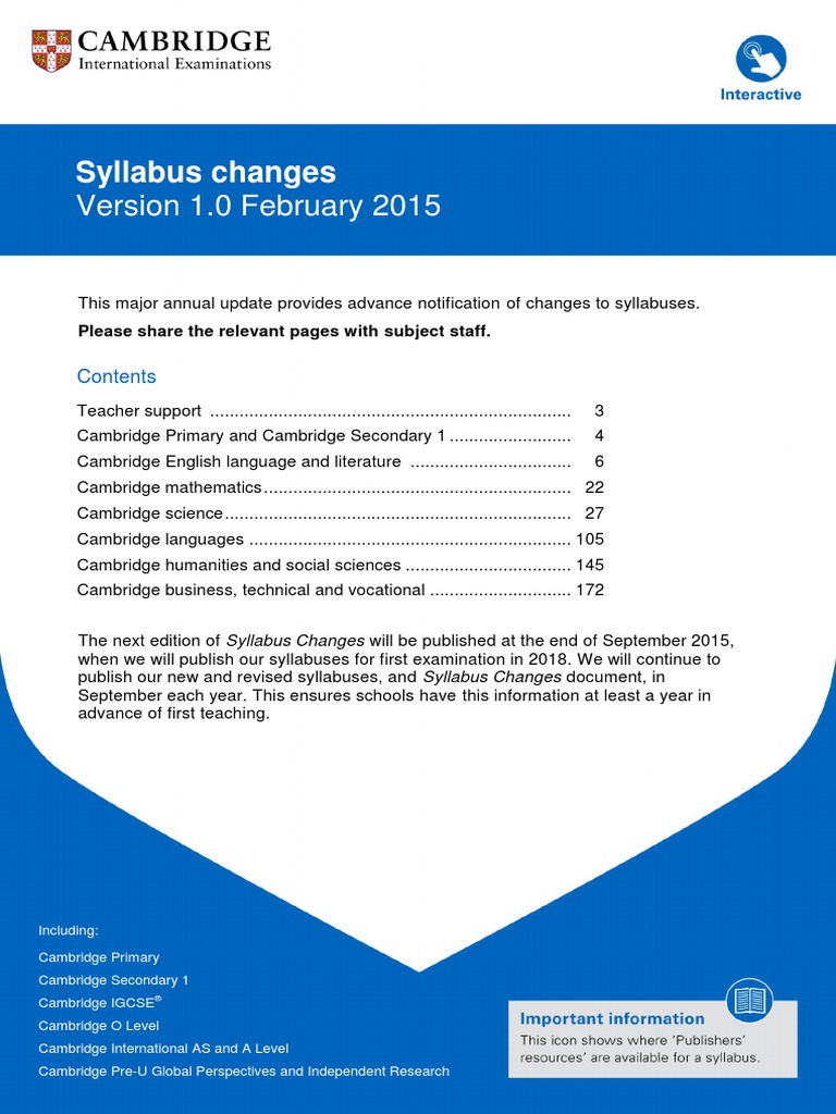 Syllabus Changes: Version 1.0 February 2015 | PDF | Career & Growth ...
