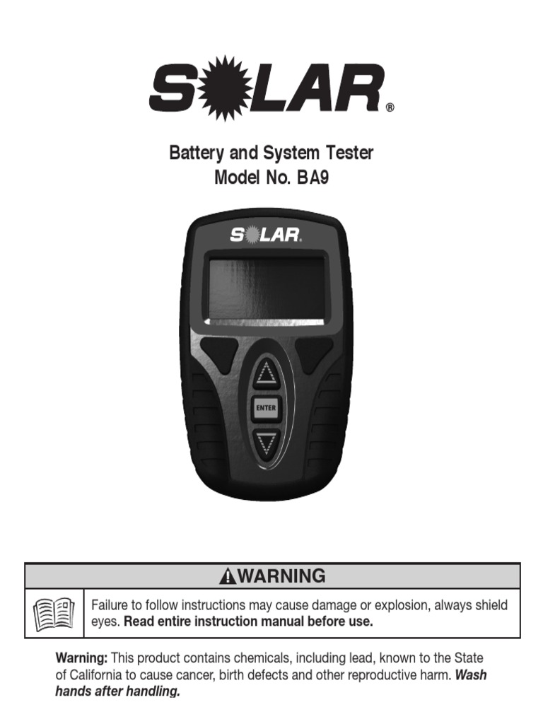 Solar BA9 Manual | PDF | Electricity | Manufactured Goods