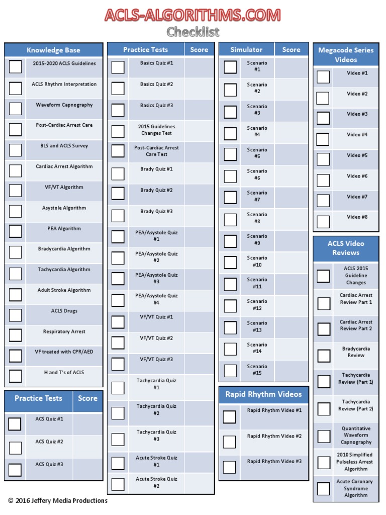 Form Acls Algorithms Com Checklist