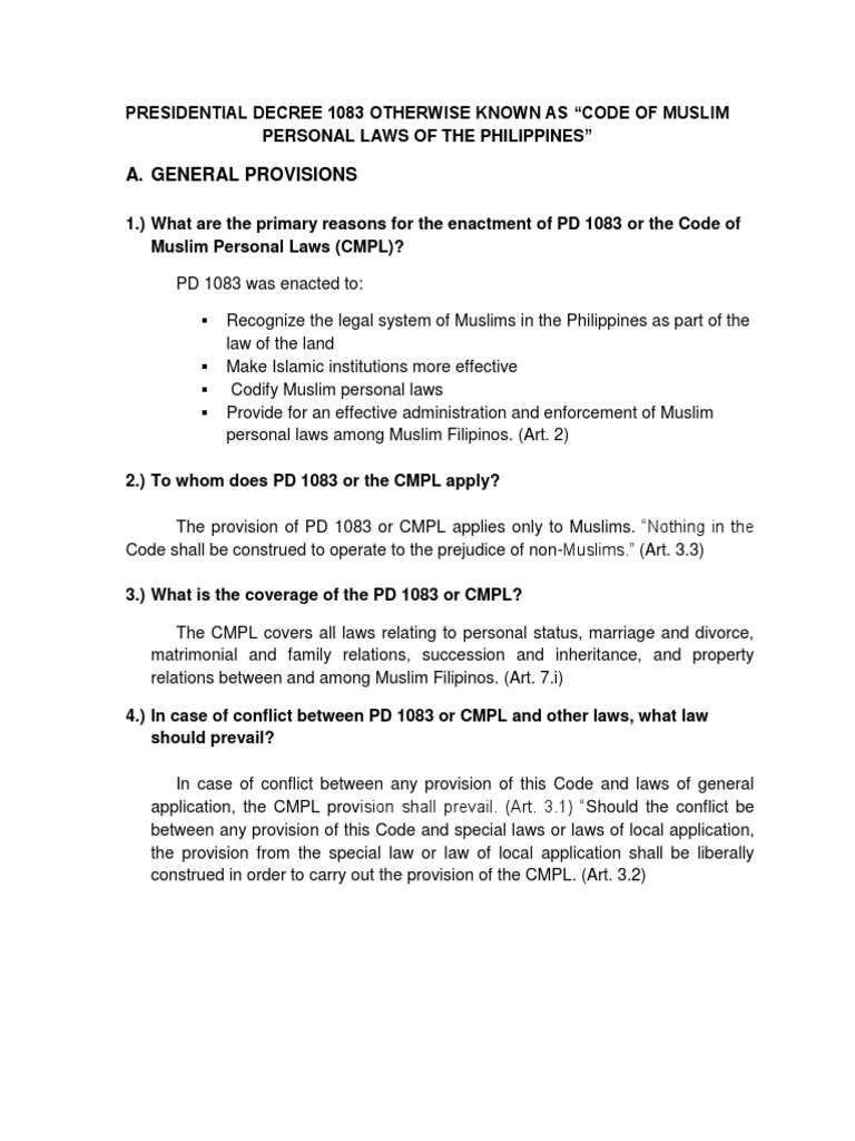 Code of Muslim Personal Laws Overview | PDF | Marriage | Wife
