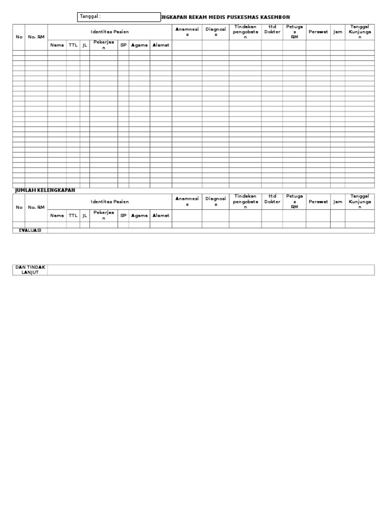 Form Checklist Kelengkapan Rekam Medis Puskesmas Kasembon | PDF