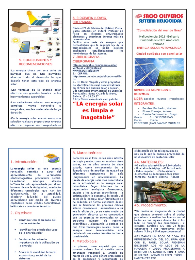 TRIPTICO de La Energia Solar | Energía solar | Naturaleza