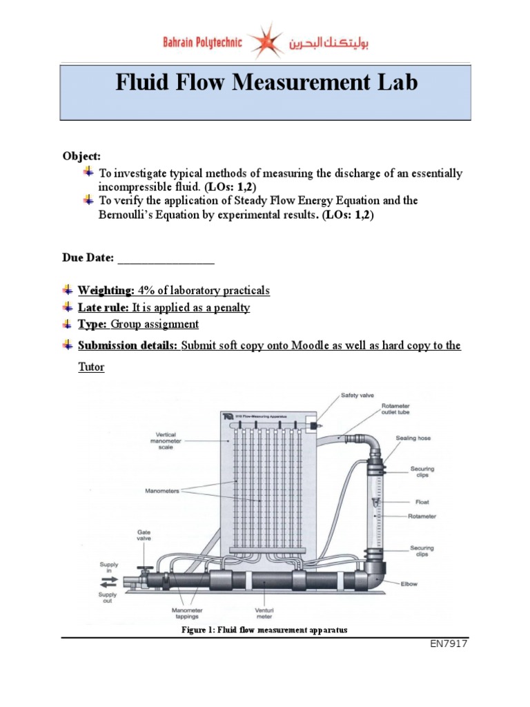 Fluid Flow Measurement Lab: Object | PDF | Flow Measurement | Pressure Measurement