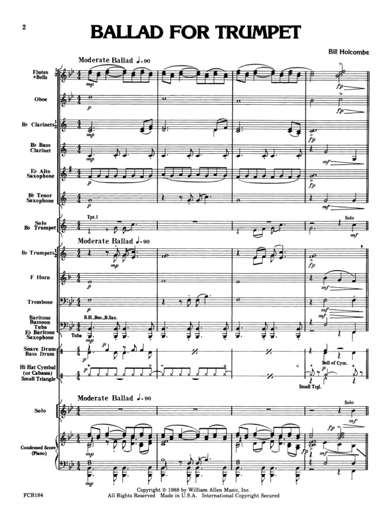 Bill Holcombe - Ballad For Trumpet PDF | PDF
