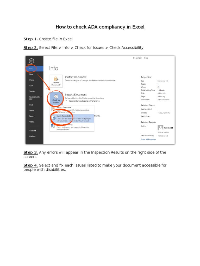 Check ADA Compliance in Excel | PDF