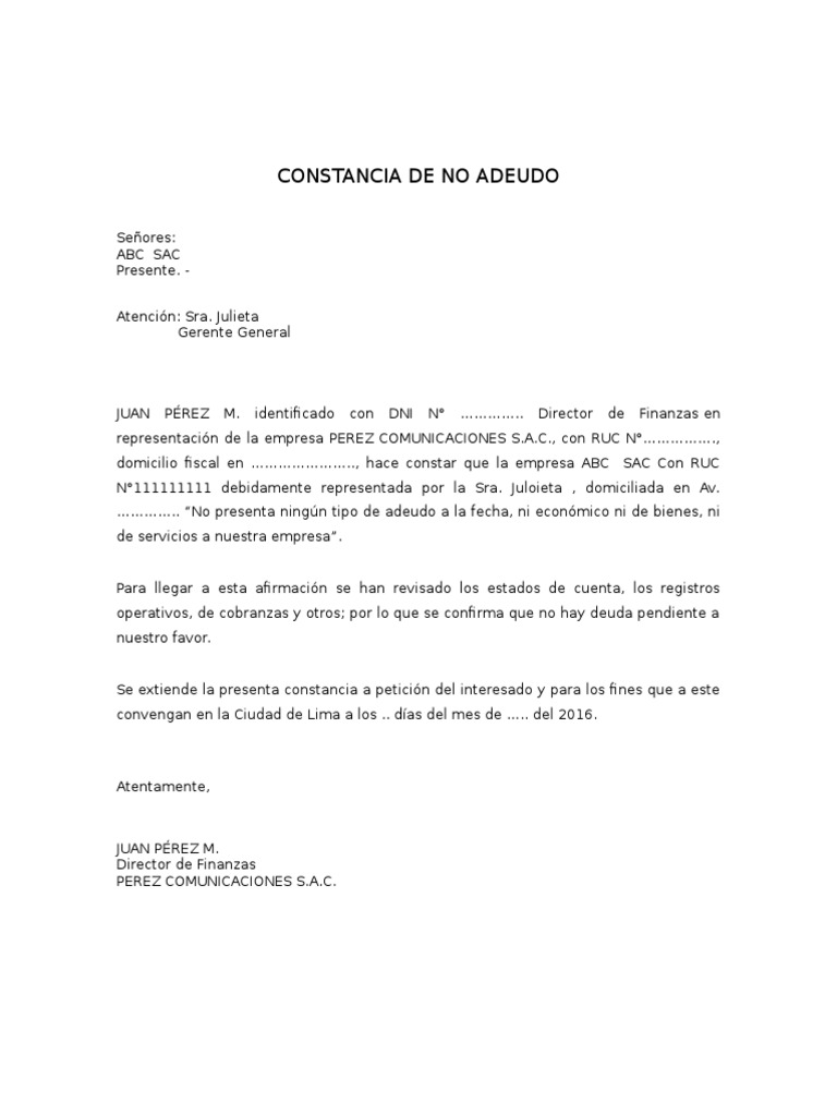 Solicitud Constancia de No Adeudo | PDF