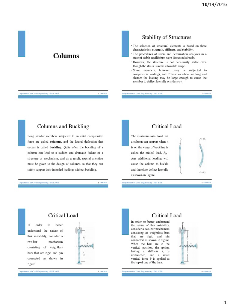 Columns: Stability of Structures | Download Free PDF | Buckling | Column