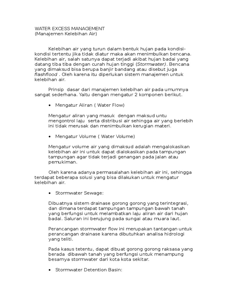 Water Excess Management | PDF
