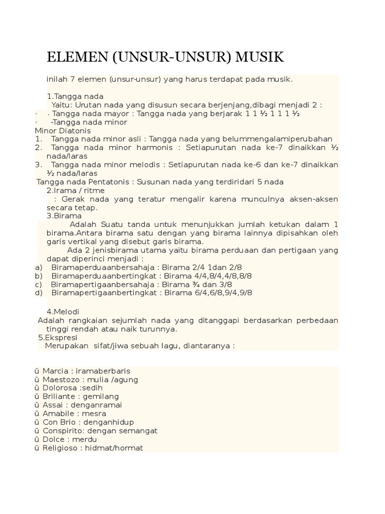 Unsur - Unsur Element Musik | PDF