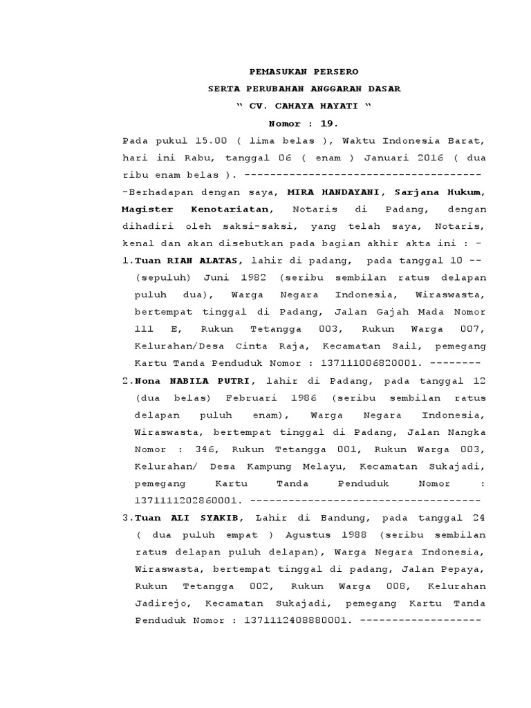 Contoh Akta CV | PDF