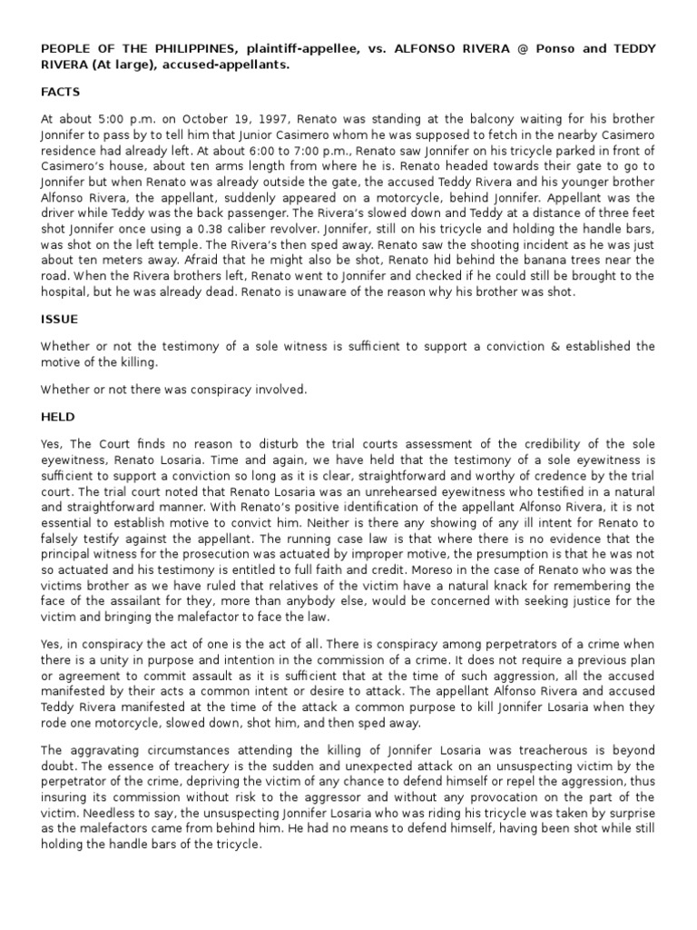 People of The Philippines, Plaintiff-Appellee, vs. Alfonso Rivera at ...