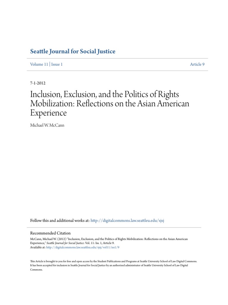 Inclusion, Exclusion, and The Politics of Rights Mobilization ...