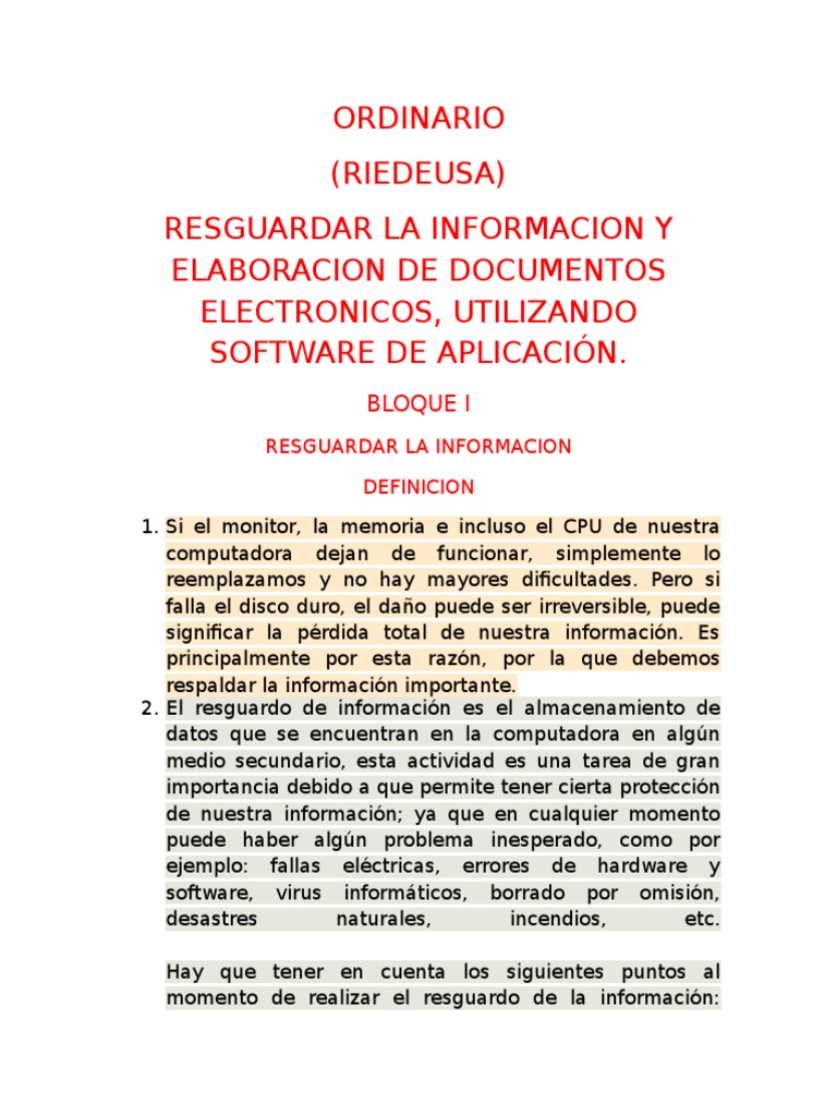 Resguardar La Informacin