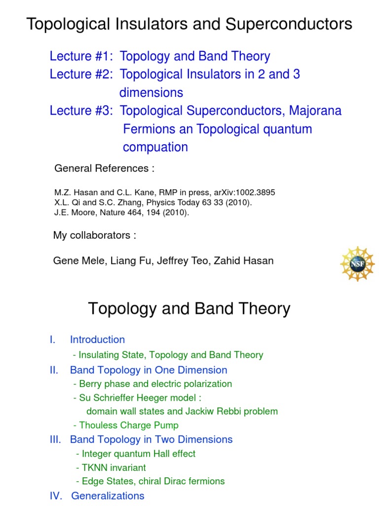 Topological Insulators and Superconductors Lecture PDF | PDF ...