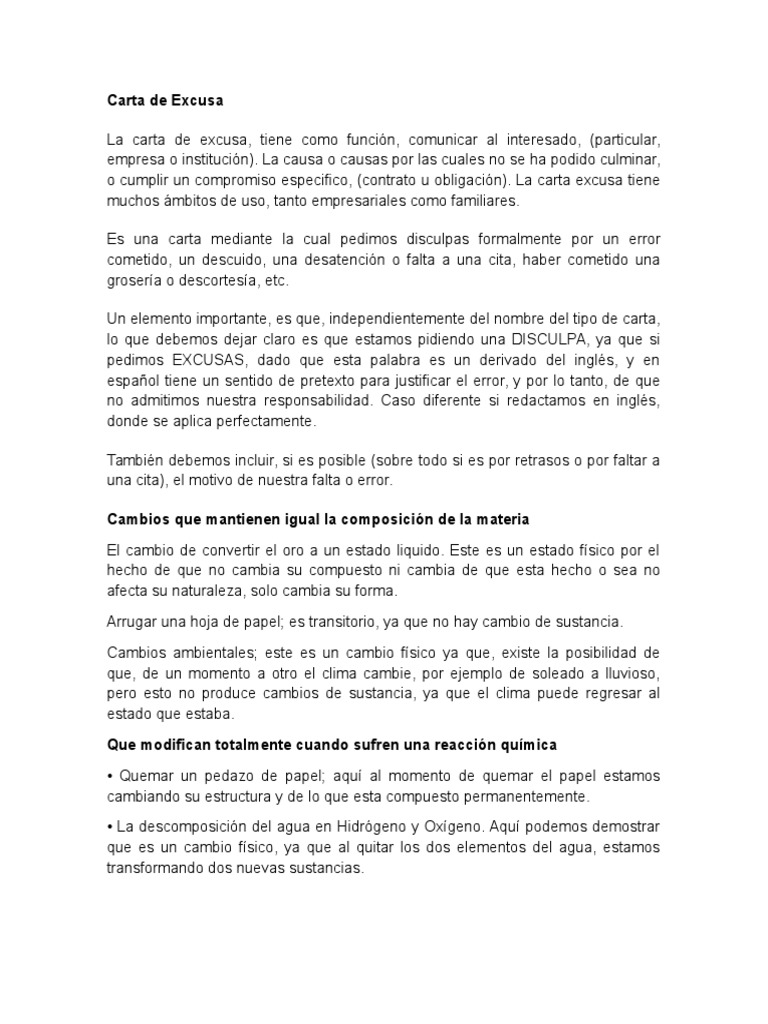 Guía sobre la Carta de Excusa | PDF | Clave | Notación musical