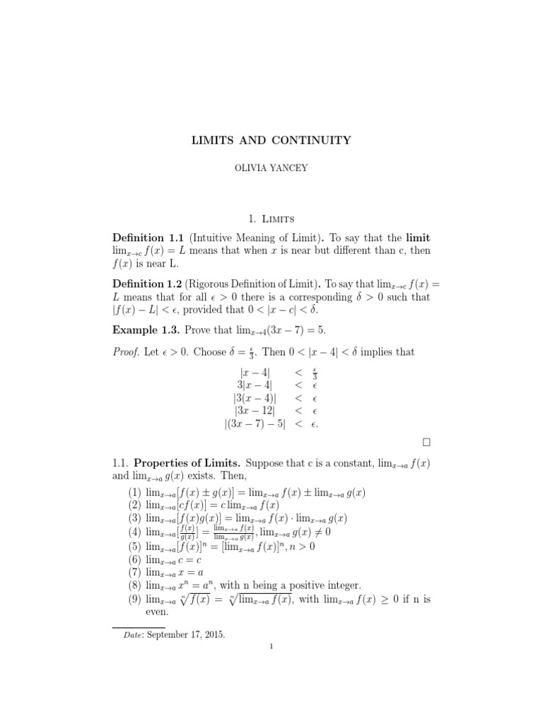 Understanding Limits and Continuity | PDF | Continuous Function | Mathematical Concepts