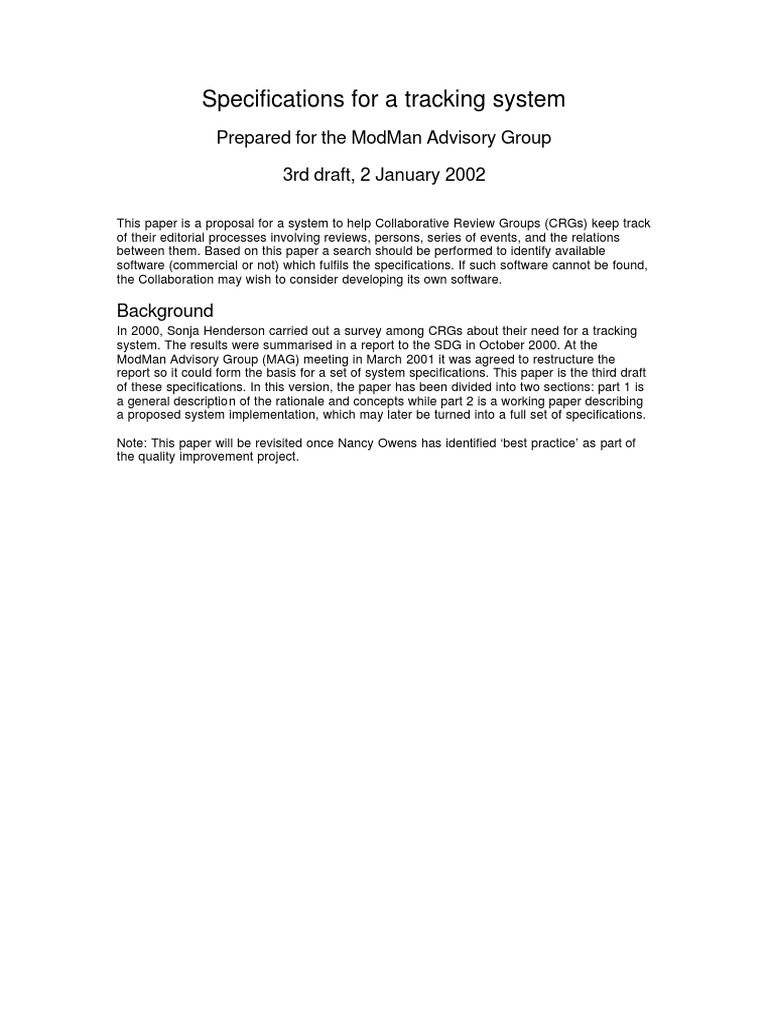 Tracking Specifications | PDF | Communications Protocols | Specification (Technical Standard)