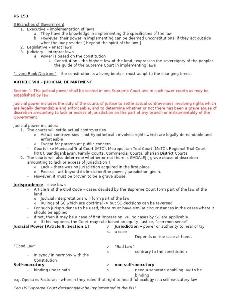 PS 153 Reviewer | PDF | Judiciaries | Standing (Law)