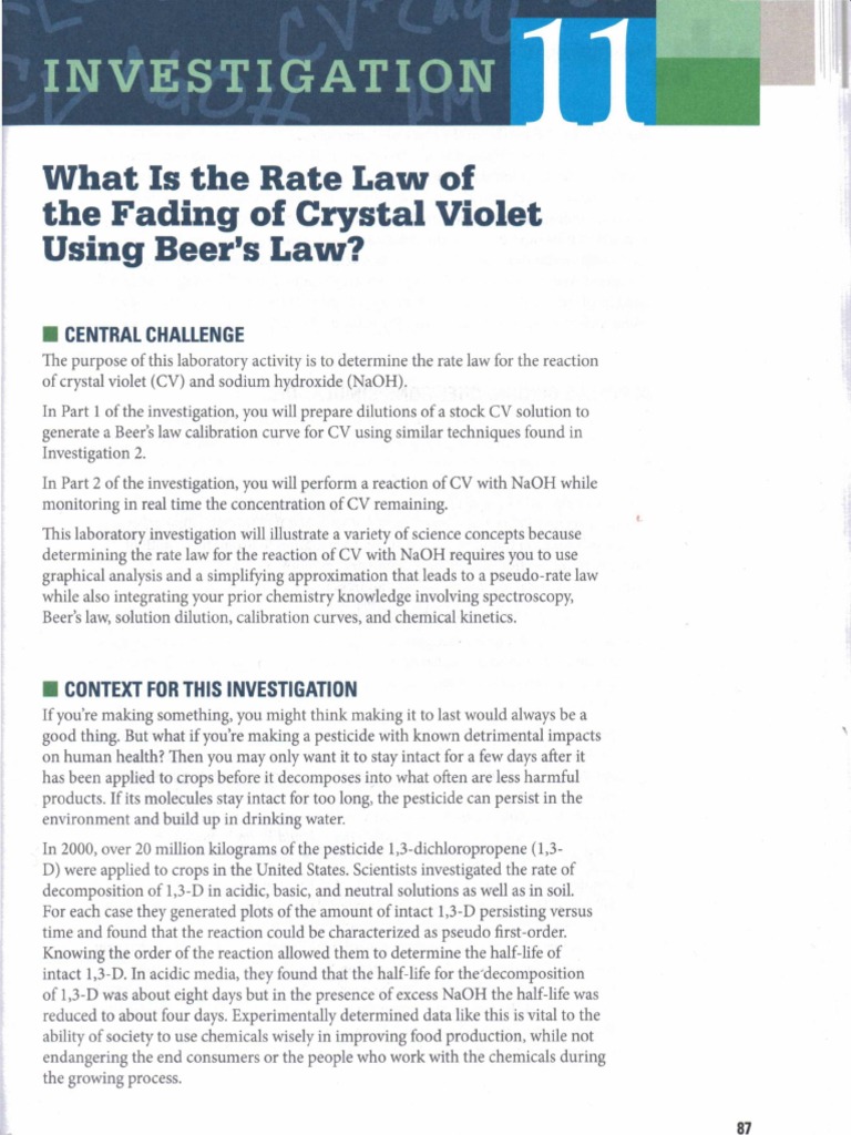 Rate Law for Crystal Violet and NaOH | PDF | Absorbance | Chemistry