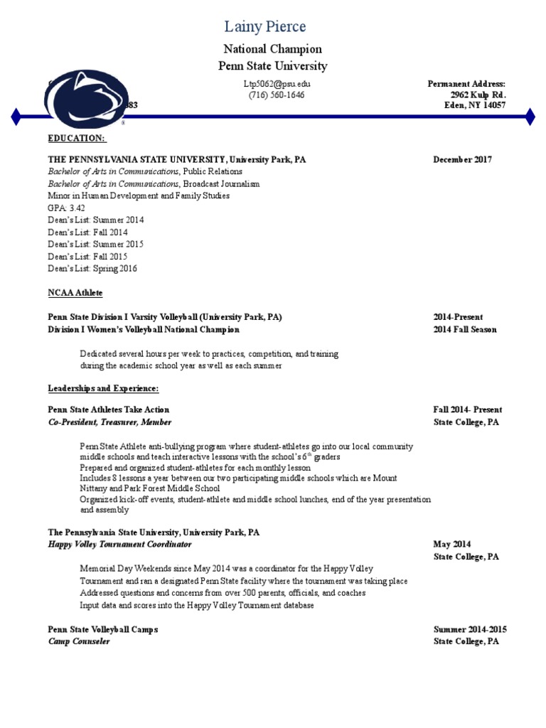 Lainy Pierce Resume 2016 | PDF | Pennsylvania State University ...