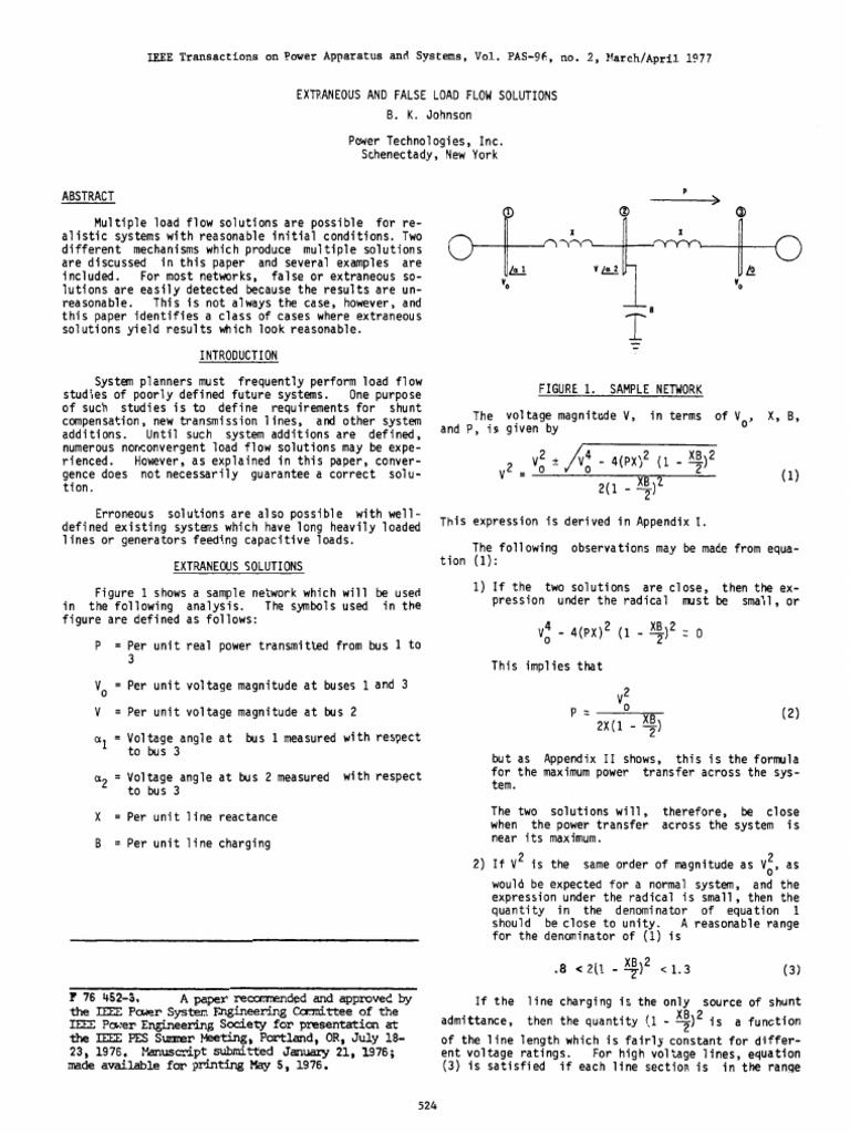 Analysis of Extraneous and False Load Flow Solutions in Systems with Multiple Possible Solutions ...