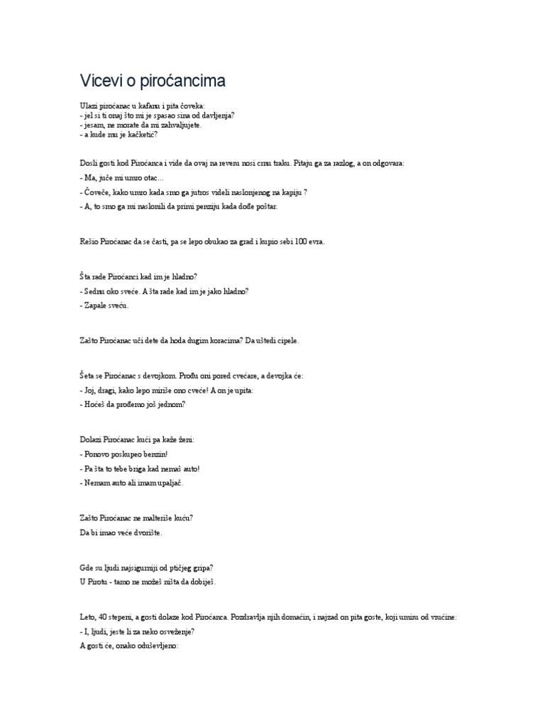 Vicevi o Piroćancima | PDF