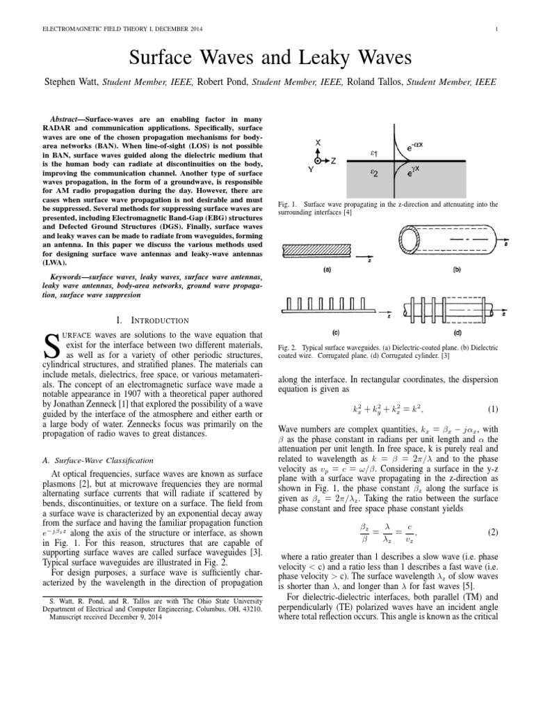 Surface and Leaky Wave Antennas | PDF | Antenna (Radio) | Ionosphere