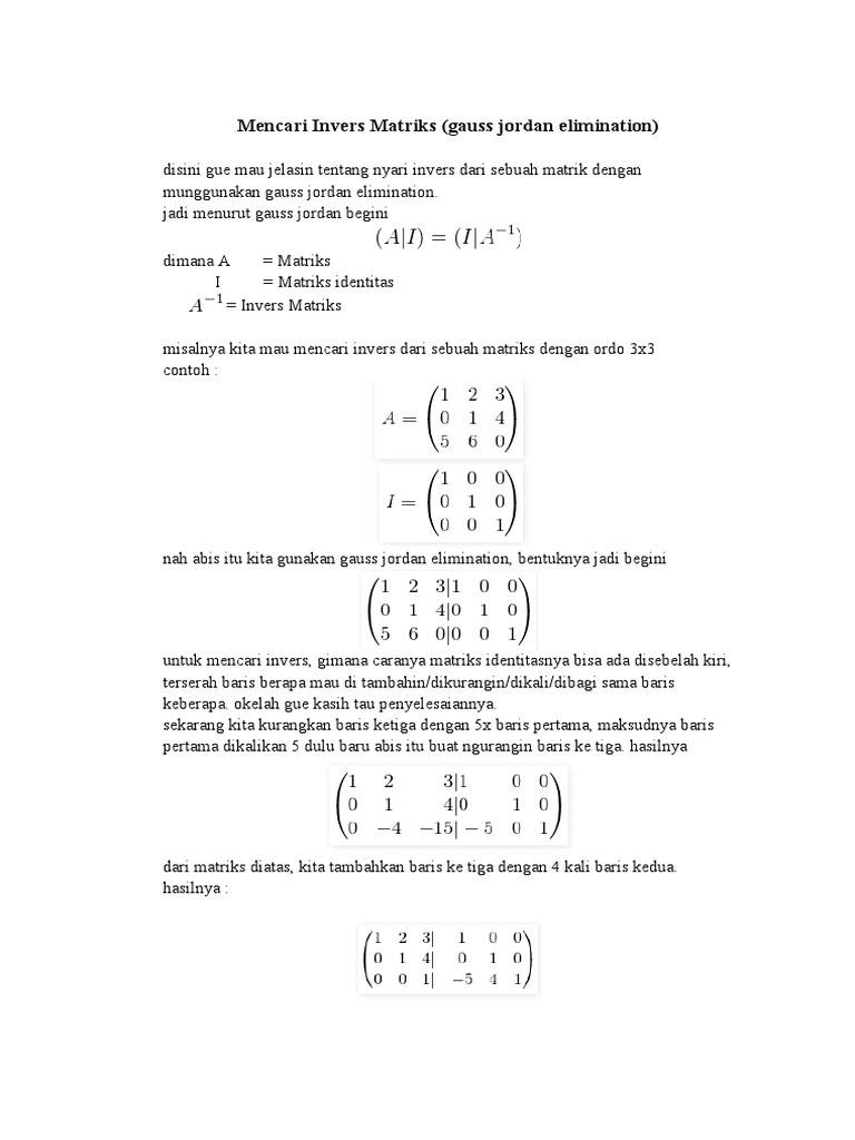 Invers Matriks 3x3 dengan Gauss-Jordan | PDF