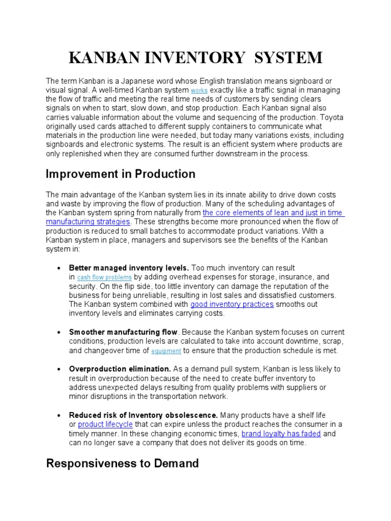 Kanban Inventory System and Its Advantage | PDF | Inventory | Economies