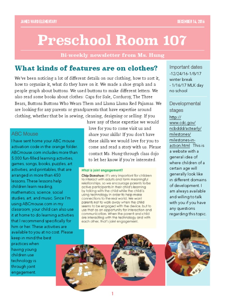 12-14-16 Pre K Newsletter | PDF