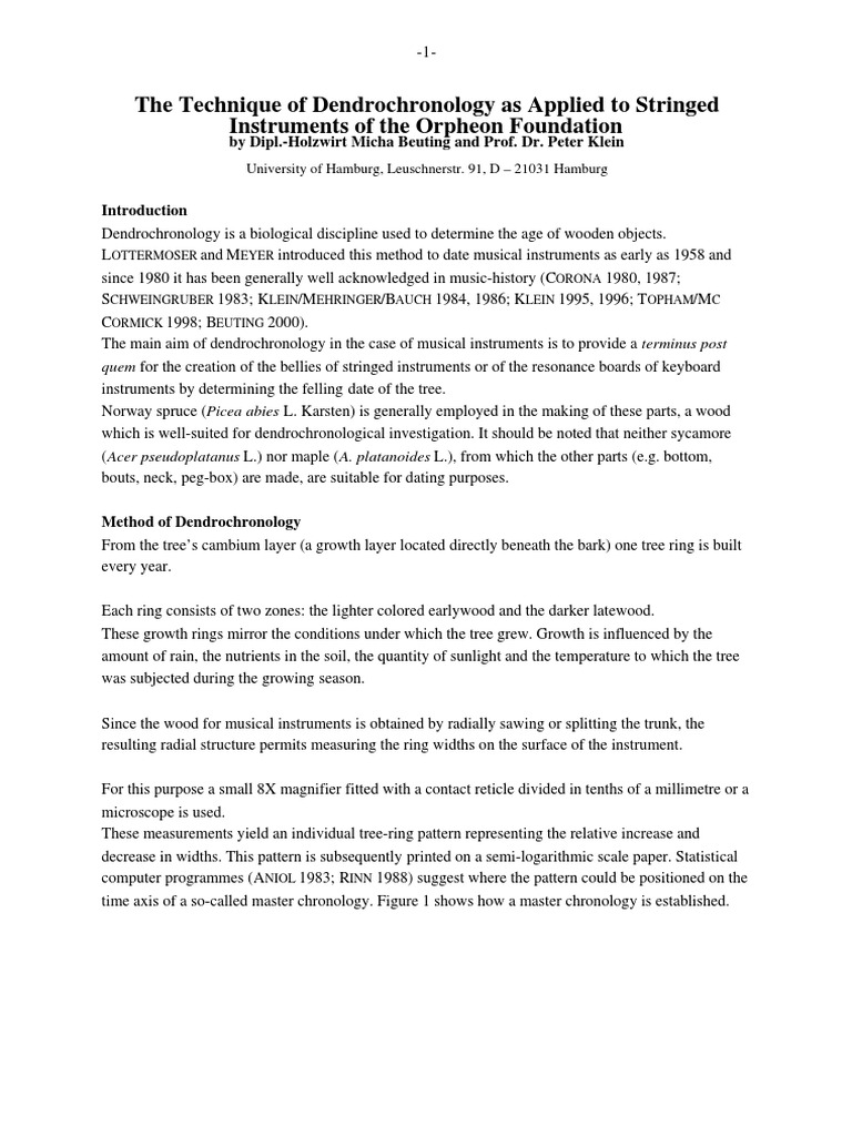 The Technique of Dendrochronology as Applied to Stringed Instruments of ...