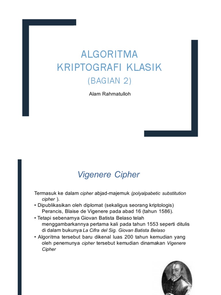 Algoritma Vigenere dan Playfair Cipher | PDF