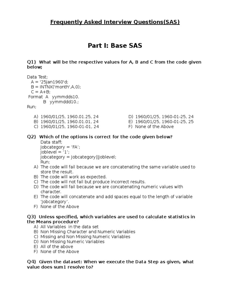 Sas Faq V1.3 | PDF | Sas (Software) | Sql