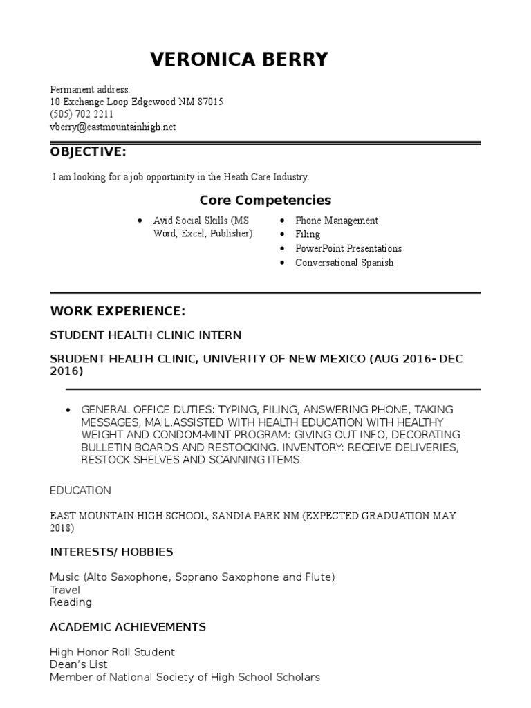Veronica Berry Resume | PDF