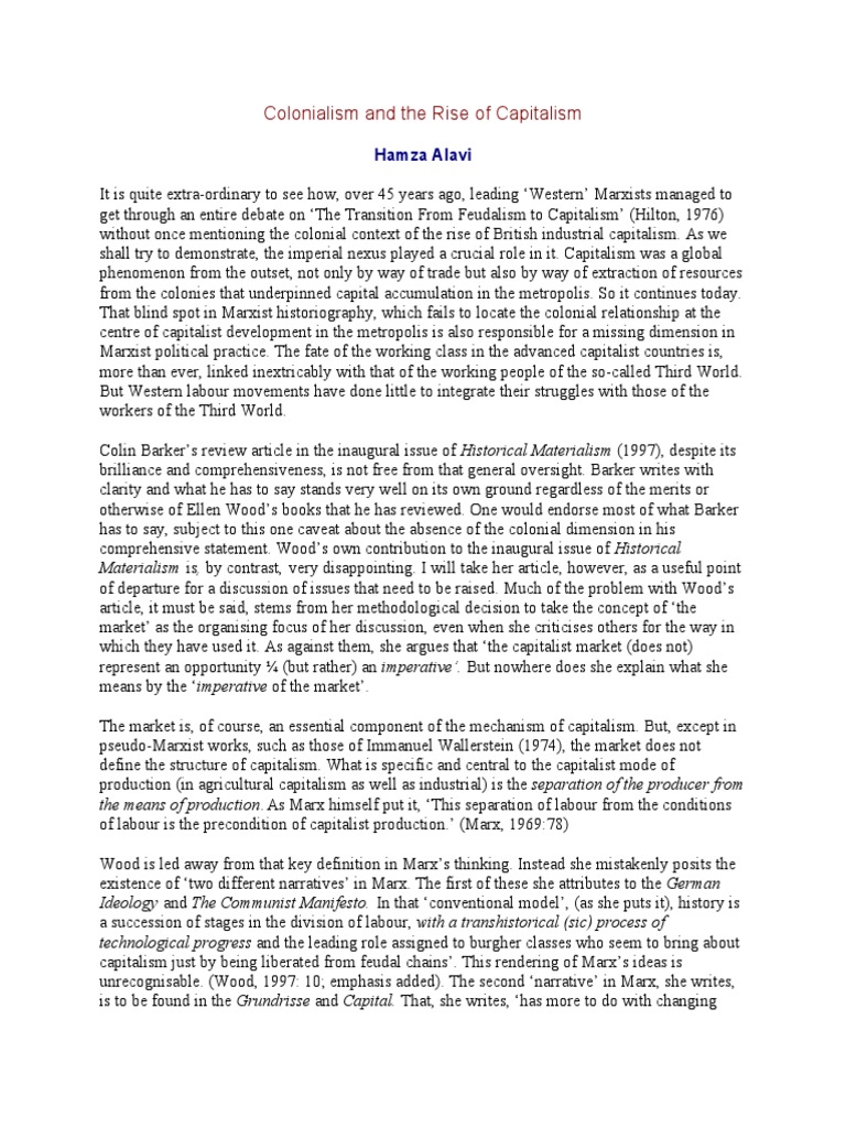 Colonialism and The Rise of Capitalism | PDF | Capitalism | Karl Marx