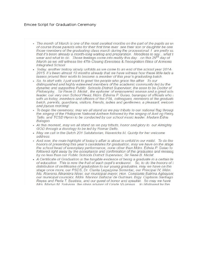 Emcee Script for Graduation Ceremony
