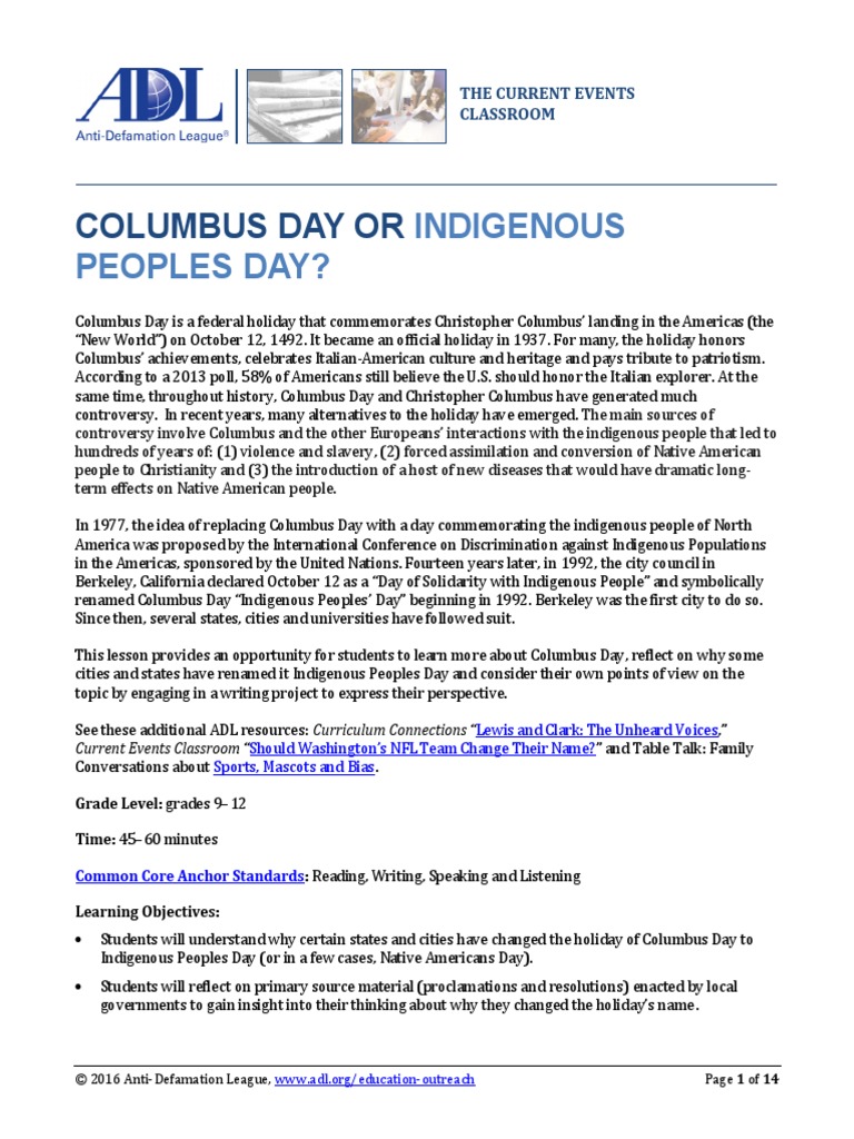 Columbus Day or Indigenous Peoples Day | PDF | Native Americans In The ...